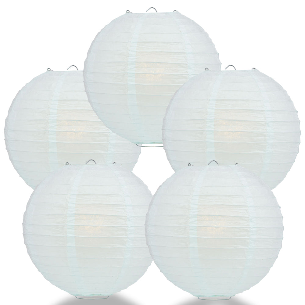 5 PACK | 12 Inch Arctic Spa Blue Even Ribbing Round Paper Lantern ...