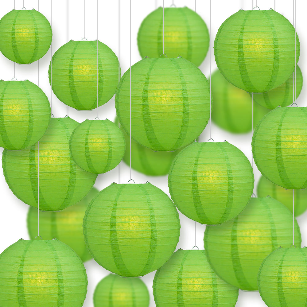 Ultimate 20pc Grass Green Paper Lantern Party Pack - Assorted Sizes of ...