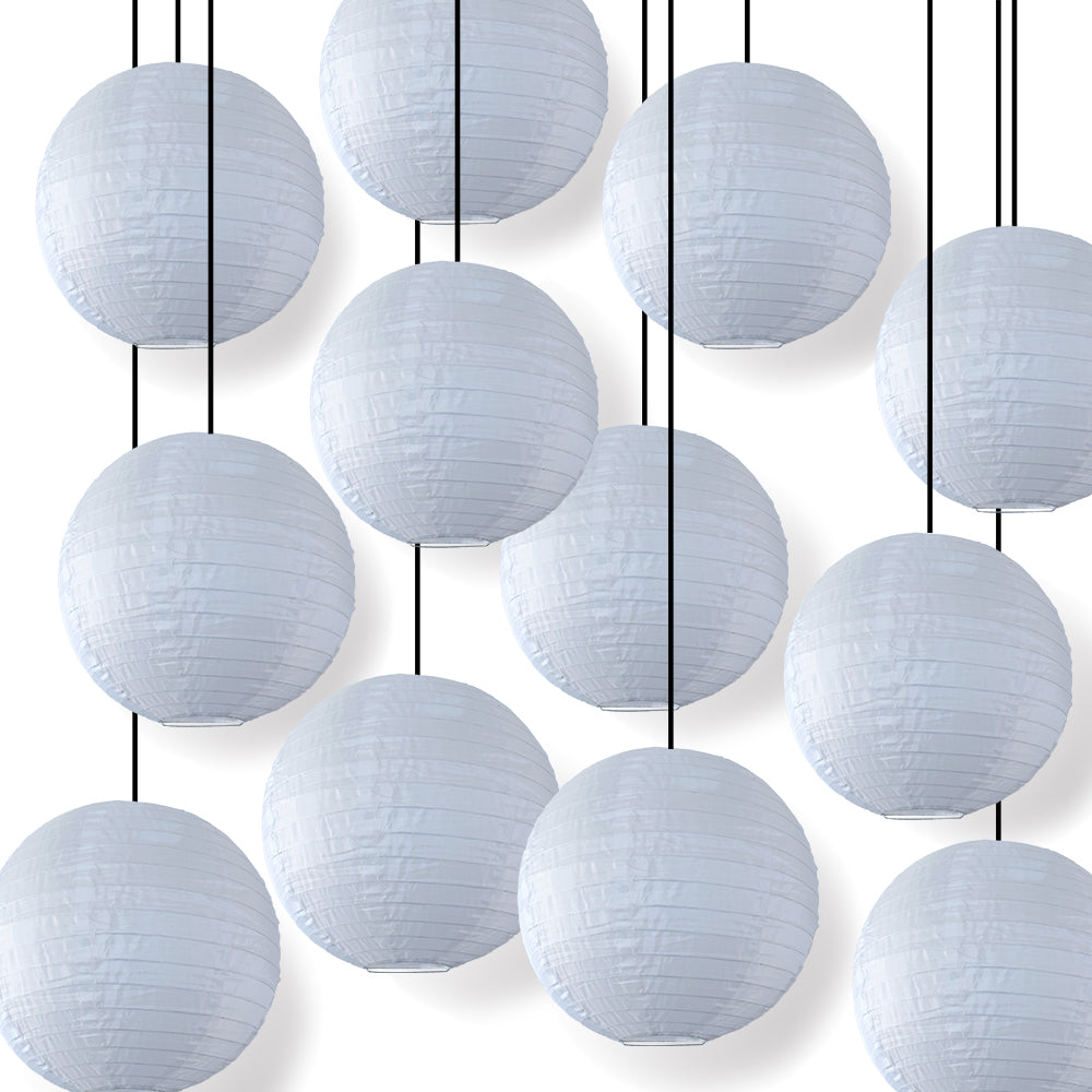 BULK PACK (12) 16" White Shimmering Nylon Lantern, Even Ribbing ...