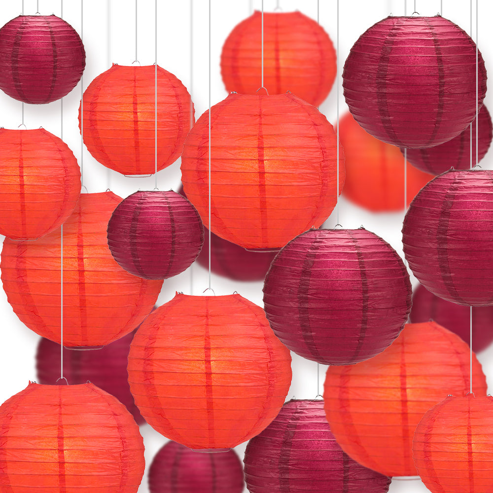 Ultimate 20pc Red Variety Paper Lantern Party Pack - Assorted Sizes of ...