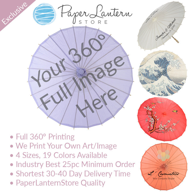 Custom Printed 360 Full Image Promotional Paper Parasol Umbrellas on ...