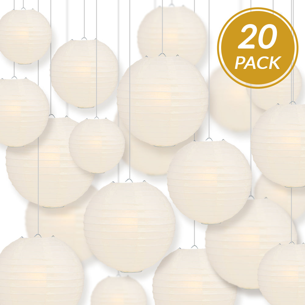 Ultimate 20pc Beige Paper Lantern Party Pack - Assorted Sizes of 6, 8 ...