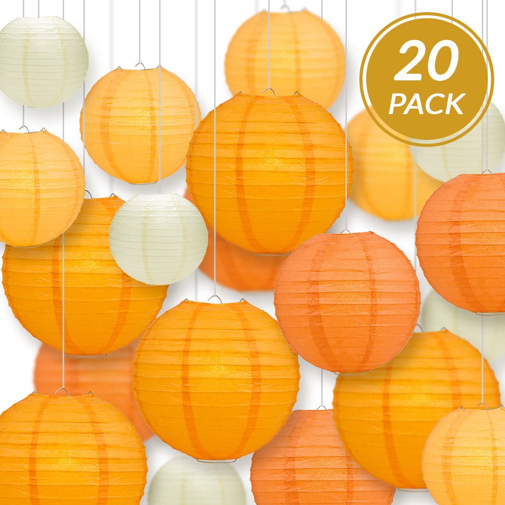 Ultimate 20pc Orange Variety Paper Lantern Party Pack - Assorted Sizes ...
