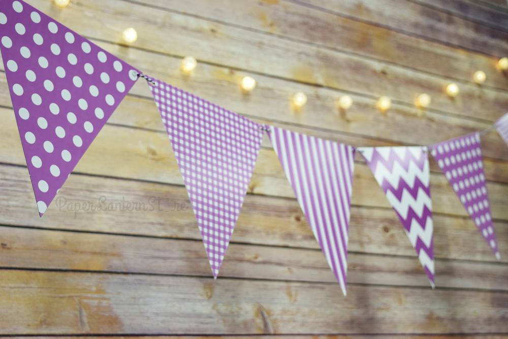 Violet / Orchid Mix Pattern Triangle Flag Pennant Banner Decoration ...